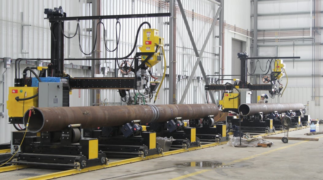 Semi-Automated Pipe Alignment Rolls & Welding Manipulator Reduce Riser ...